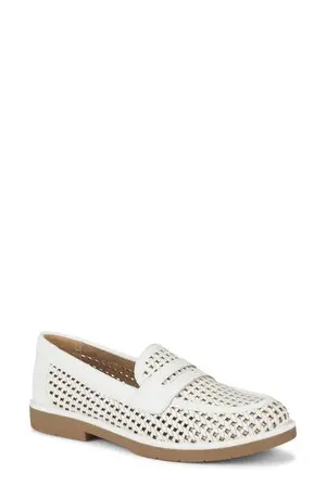 BARETRAPS Calli Woven Faux Leather Loafer Cream