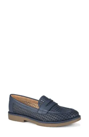 BARETRAPS Calli Woven Faux Leather Loafer - Navy
