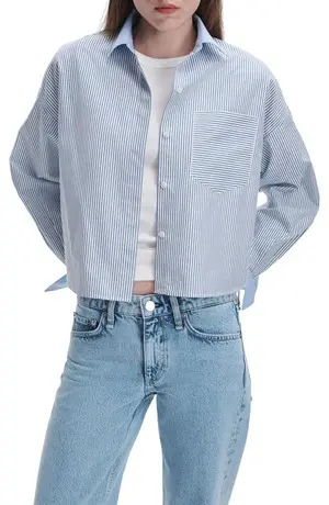 Rag & Bone Marin Striped Cropped Cotton Shirt
