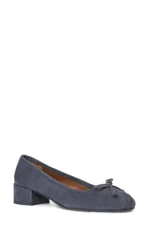 Aquatalia Water-resistant Suede Block Heel Pumps - Ash Navy Suede