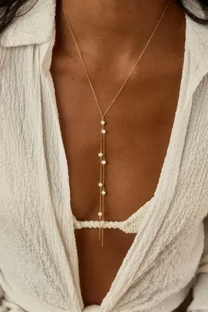 SET & STONES Bobbi Pearl Lariat Necklace