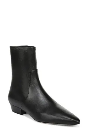 Veronica Beard Glinda Leather Bootie - Black Nappa
