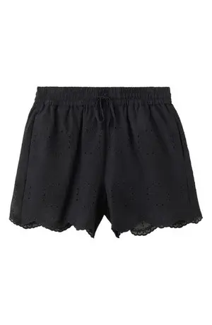 Mango Scalloped Eyelet Cotton Shorts