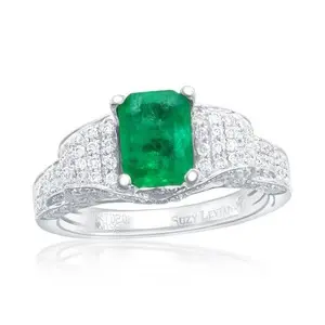 SOUZANA BY SUZY LEVIAN 14k White Gold Emerald And Diamond Ring - Green