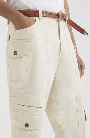 Brunello Cucinelli Peached Cotton Gabardine Explorer Trousers