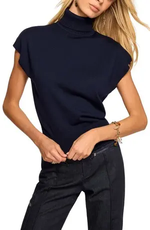 Ramy Brook Natalie Wool Turtleneck Sweater Navy