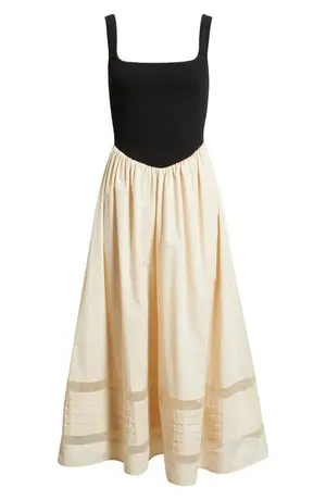 Moon River Sleeveless Mixed Media Maxi Dress