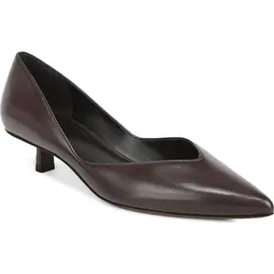 Vince Hallie Pointed Toe Leather Pump Dark Ganache
