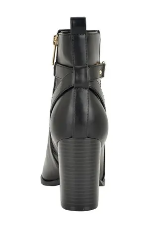 Tommy Hilfiger Midna Faux Leather Pointed Toe Block Heel Booties - Black