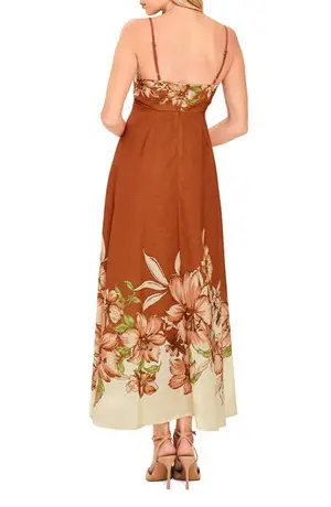 FLYING TOMATO Floral Print Sleeveless Maxi Dress - Terracotta
