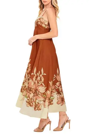 FLYING TOMATO Floral Print Sleeveless Maxi Dress - Terracotta