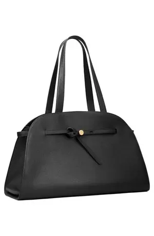 Tory Burch Large Romy Bauletto Leather Handbag - Black