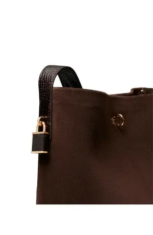 Tory Burch Lock Suede Slim Medium Bucket Bag