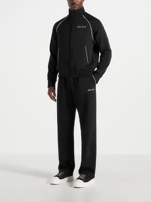 Manière De Voir Signature Piped Track Pants - Black
