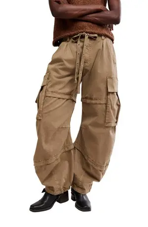 Free People Reef Curved Cargo Twill Pants - Aloe