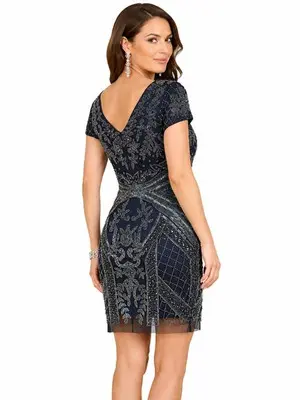 LARA NEW YORK Cap Sleeve Beaded Cocktail Dress