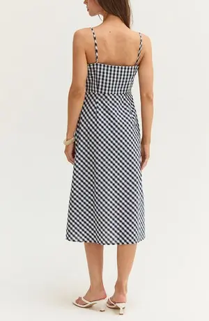 CRESCENT Gingham Slip Midi Dress