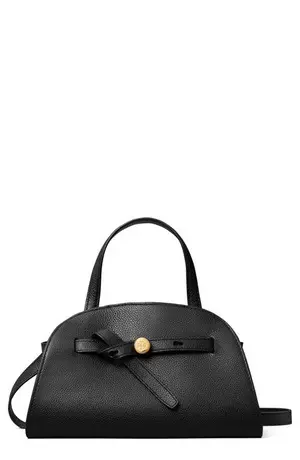 Tory Burch Romy Small Bauletto Leather Handbag - Black