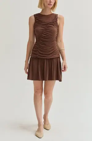 CRESCENT Ruched Knit Mini Dress