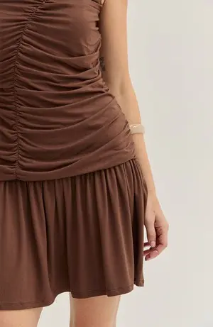 CRESCENT Ruched Knit Mini Dress