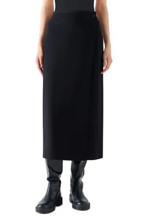 Akris Signature Jersey Wrap Midi Skirt - Black