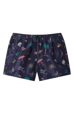 Paul Smith Beach Scene Swim Trunks - 47 Navy