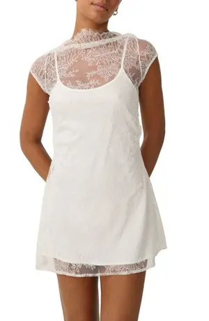 KAT THE LABEL Eloise Lace Overlay Satin Slip - Ivory