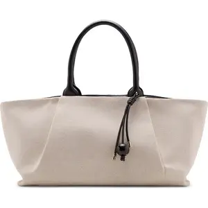 Mango Canvas Tote Bag With Beaded Charm - Black