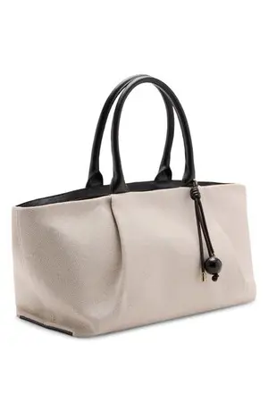 Mango Canvas Tote Bag With Beaded Charm