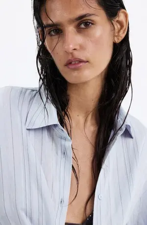Mango Oversize Stripe Button-up Shirt