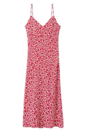 Mango Printed V-neck Slipdress - Red/ecru