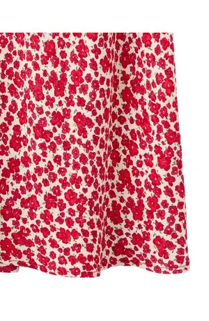 Mango Printed V-neck Slipdress - Red/ecru