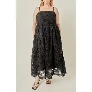 English Factory Flower Embellished Midi Dress