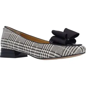 J. Reneé Kori Houndstooth Bow Flat - Black/white