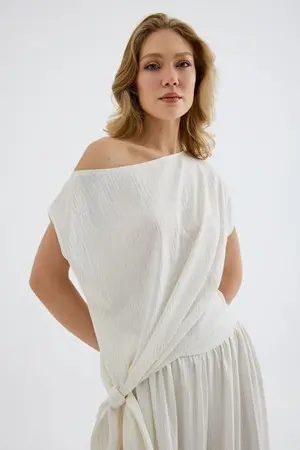 MONLICIA Torina Draped Viscose Top