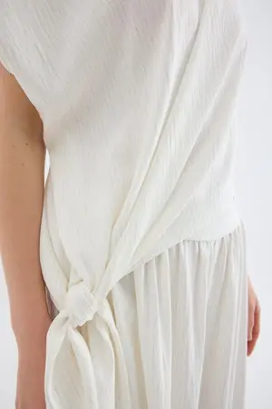 MONLICIA Torina Draped One-shoulder Viscose Top - Ecru