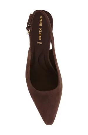 Anne Klein Cookie Wedge Slingback Pump - Choc Brown Suede