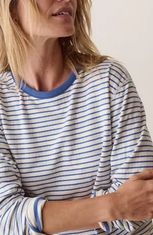 Marine Layer Juno Striped Double Knit Long Sleeve T-shirt
