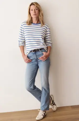 Marine Layer Juno Striped Double Knit Long Sleeve T-shirt
