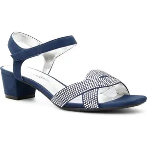 DAVID TATE Rona Embellished Block Heel Sandal - Navy Suede