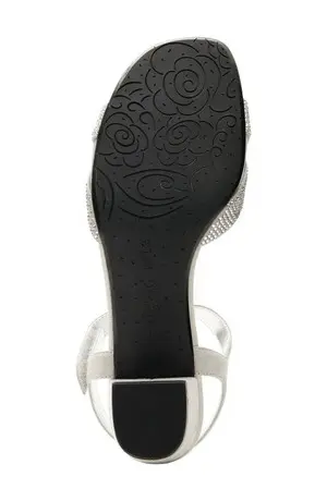 DAVID TATE Rona Embellished Block Heel Sandal - Silver Suede