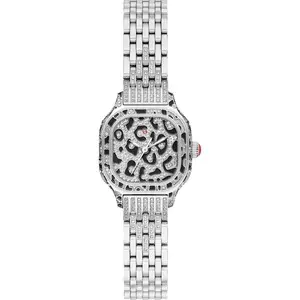 Michele Mini Meggie Diamond Leopard Dial Bracelet Watch - Two Tone