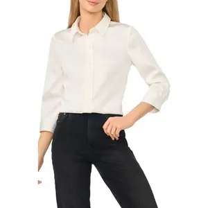 CECE DUPRAZ Button Front Satin Shirt - New Ivory