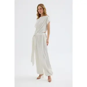 MONLICIA Velora Draped Viscose Balloon Pants - Ecru
