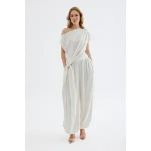 MONLICIA Velora Draped Viscose Balloon Pants - Ecru