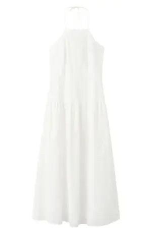 Mango Embroidered Cotton Halter Dress