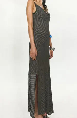 Mango Asymmetrical Striped Knit Dress