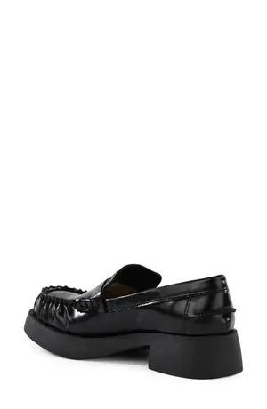 Bc Footwear Faux Leather Penny Loafer With Chunky Block Heel And Platform Sole - Black