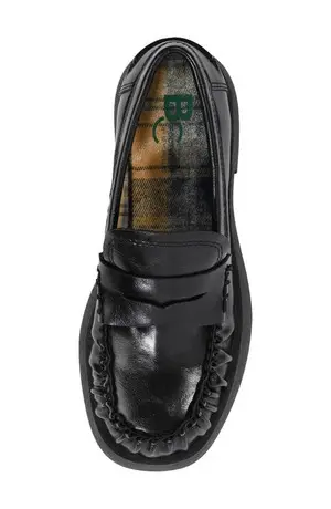 Bc Footwear Faux Leather Penny Loafer With Chunky Block Heel And Platform Sole - Black