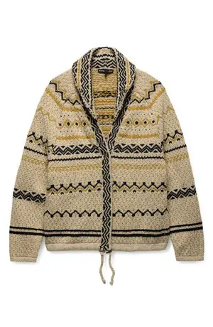 Prana Fair Isle Shawl Collar Cardigan - Stone